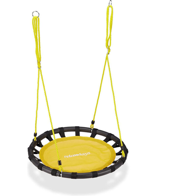 Relaxdays – ronde schommel – geel – voor kinderen en volwassenen ...