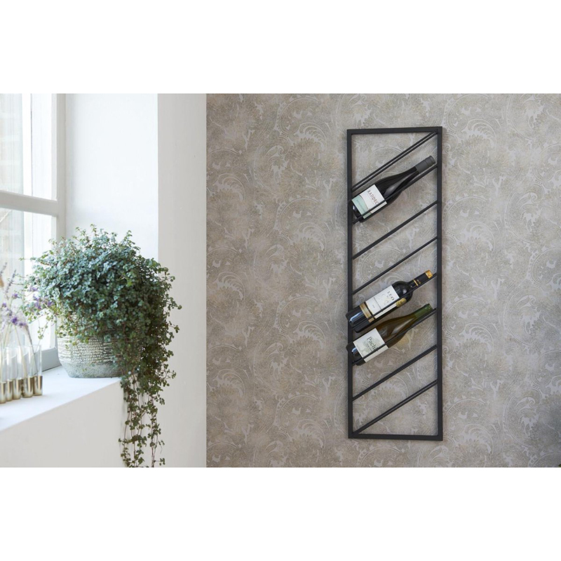 wijnrek – wijnrek voor wand of muur – zwart metaal – voor 8 flessen ...
