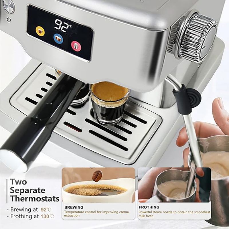 Hometone – koffiezetapparaat / espresso machine – portafilter – 20 Bar – digitaal scherm – 1.8 ...